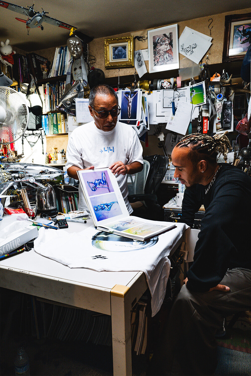 lewis hamilton x hajime sorayama for new glossy racing helmet