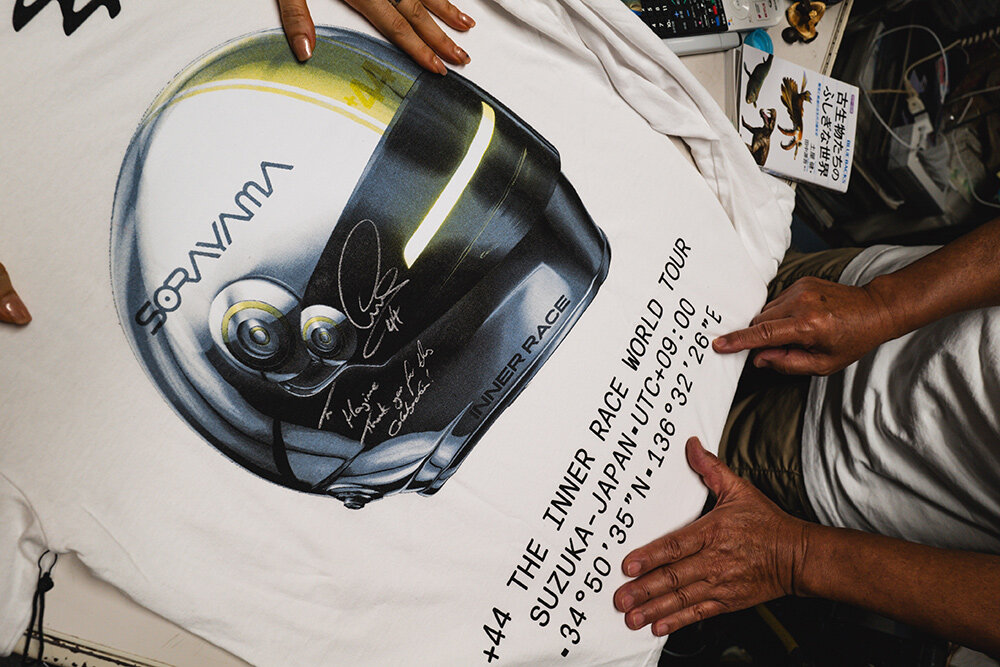 lewis hamilton x hajime sorayama for new glossy racing helmet