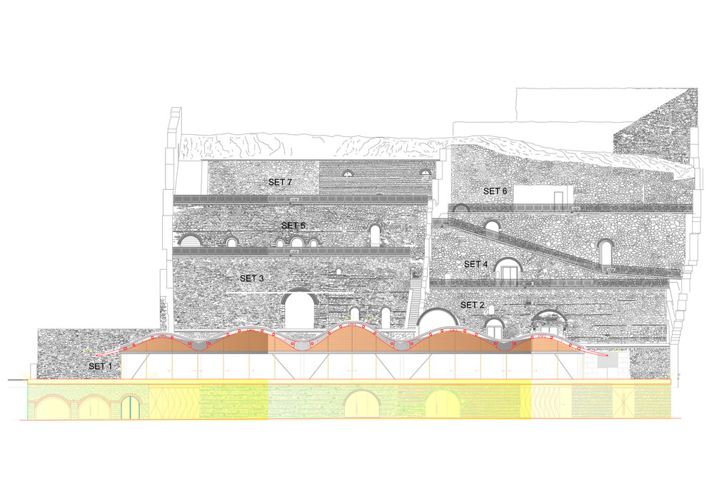 undulating steel canopy by GAD tops historic building in istanbul