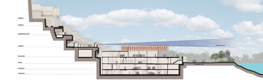 undulating steel canopy by GAD tops historic building in istanbul