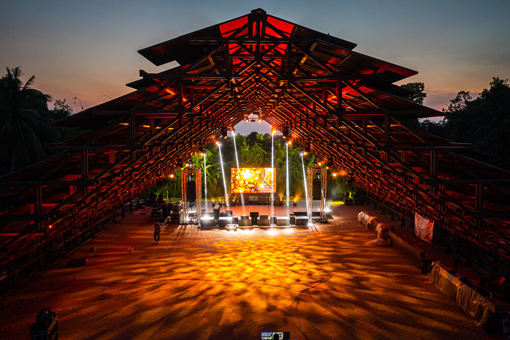 bangkok project studio constructs grand gable roof pavilion for ...