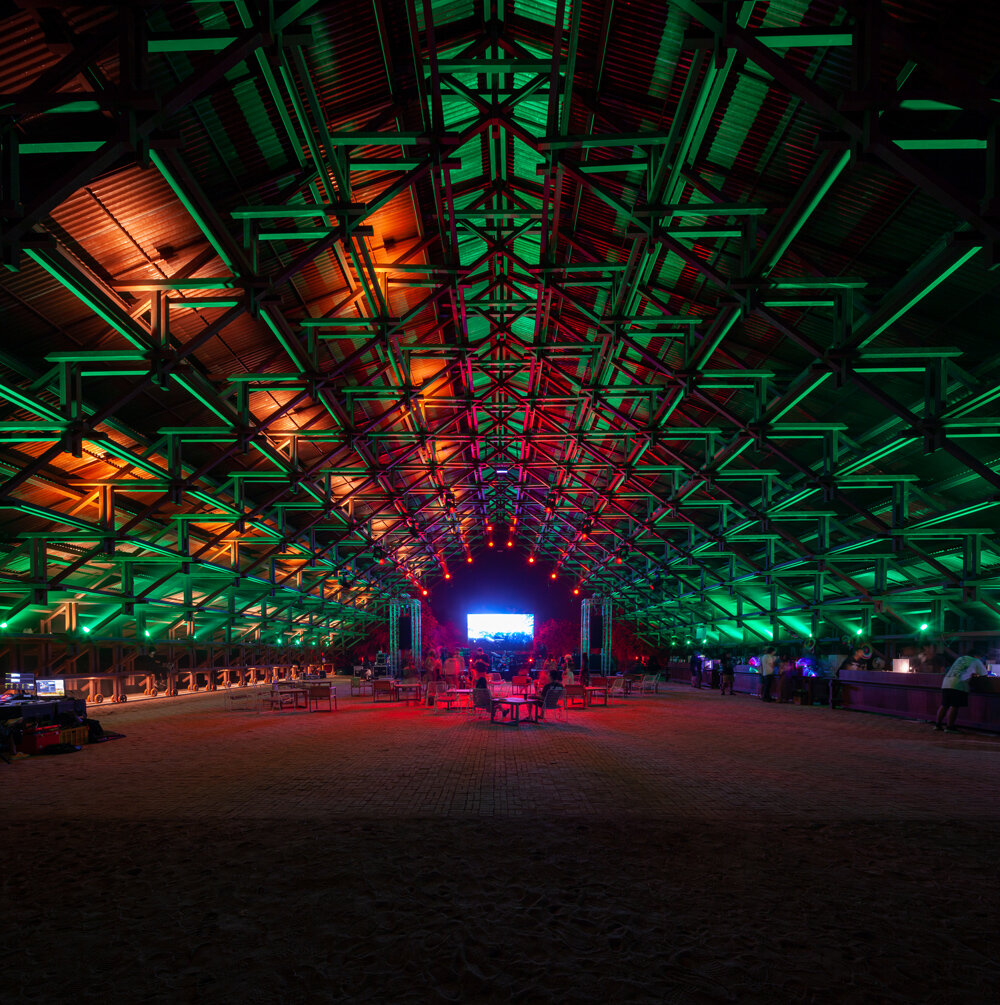 bangkok project studio constructs grand gable roof pavilion for thailand's festival