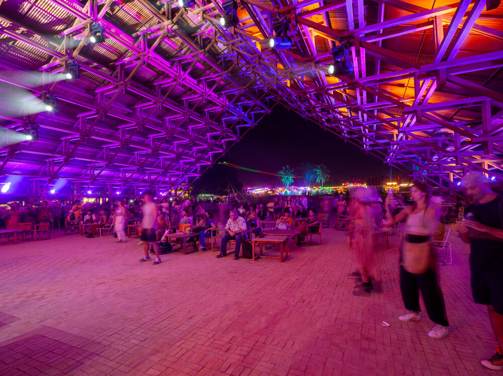 bangkok project studio constructs grand gable roof pavilion for thailand's festival