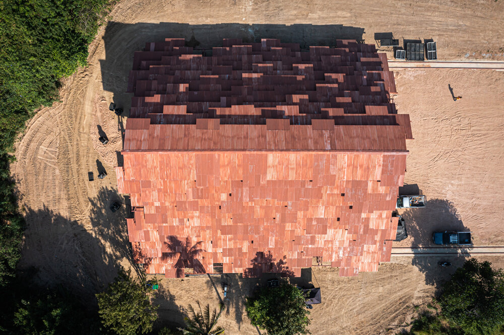 bangkok project studio constructs grand gable roof pavilion for thailand's festival