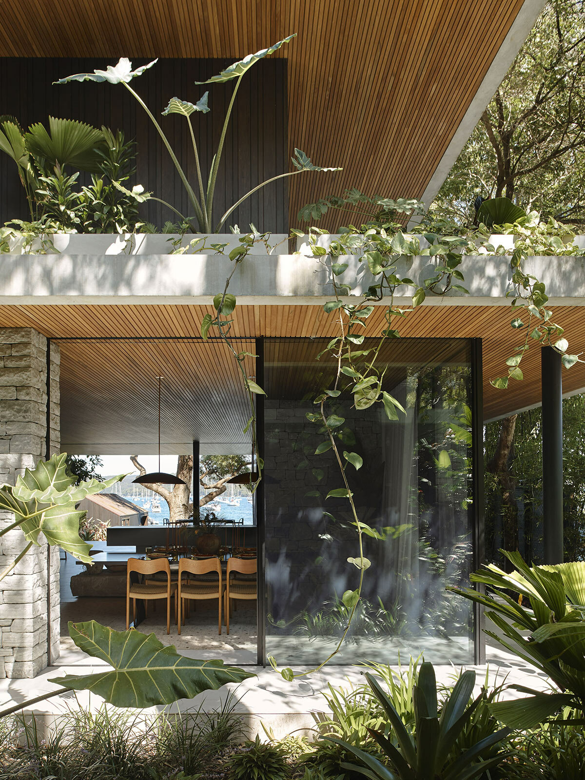 gardened roof planes float over rama architects' australian M house