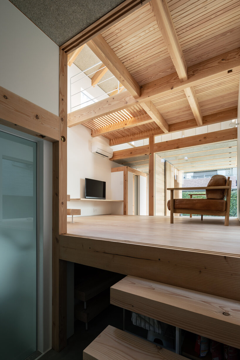 interconnected skipped floors outline compact toneyama house in japan