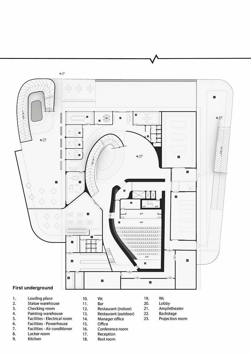 semi-transparent membrane wraps the sculptural body of dubai art museum