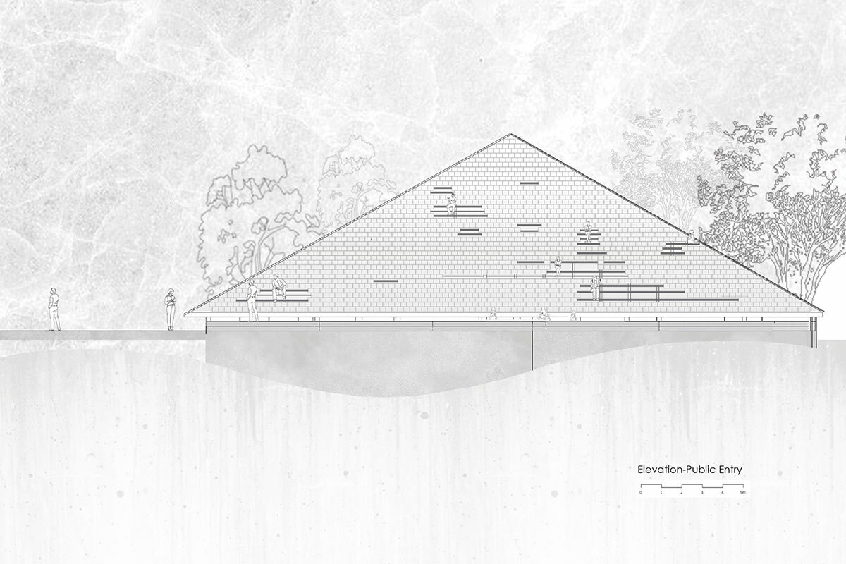 tiled rooftop amphitheater encloses wallmakers' nisarga art hub