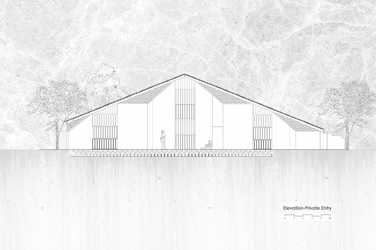 tiled rooftop amphitheater encloses wallmakers' nisarga art hub