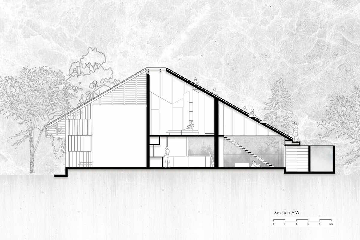 tiled rooftop amphitheater encloses wallmakers' nisarga art hub