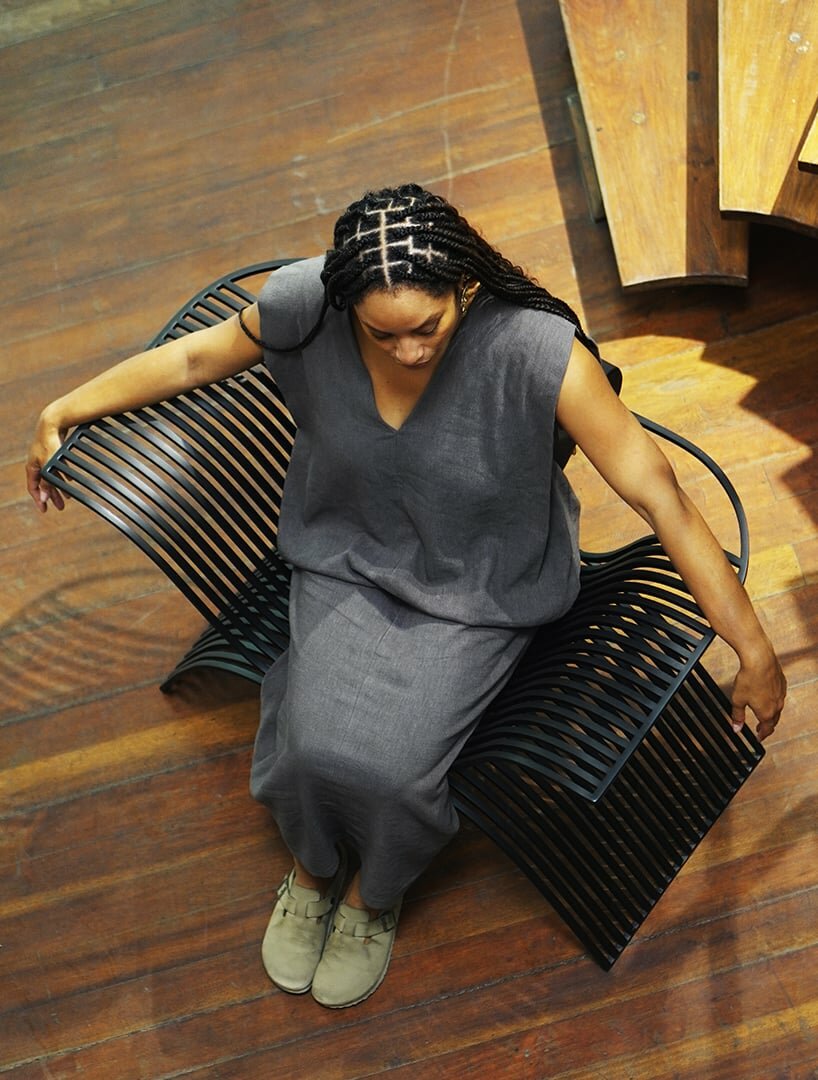 salu iwadi's patewo chair nods to the traditional african hairstyle