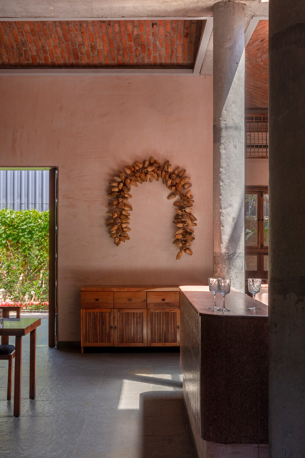 brick vaulted ceilings crown restaurant by sona reddy studio in india
