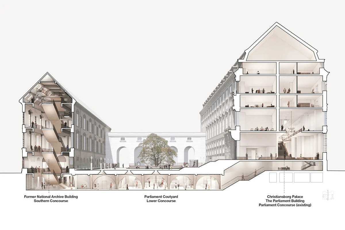 COBE plans new danish parliament with underground amphitheater