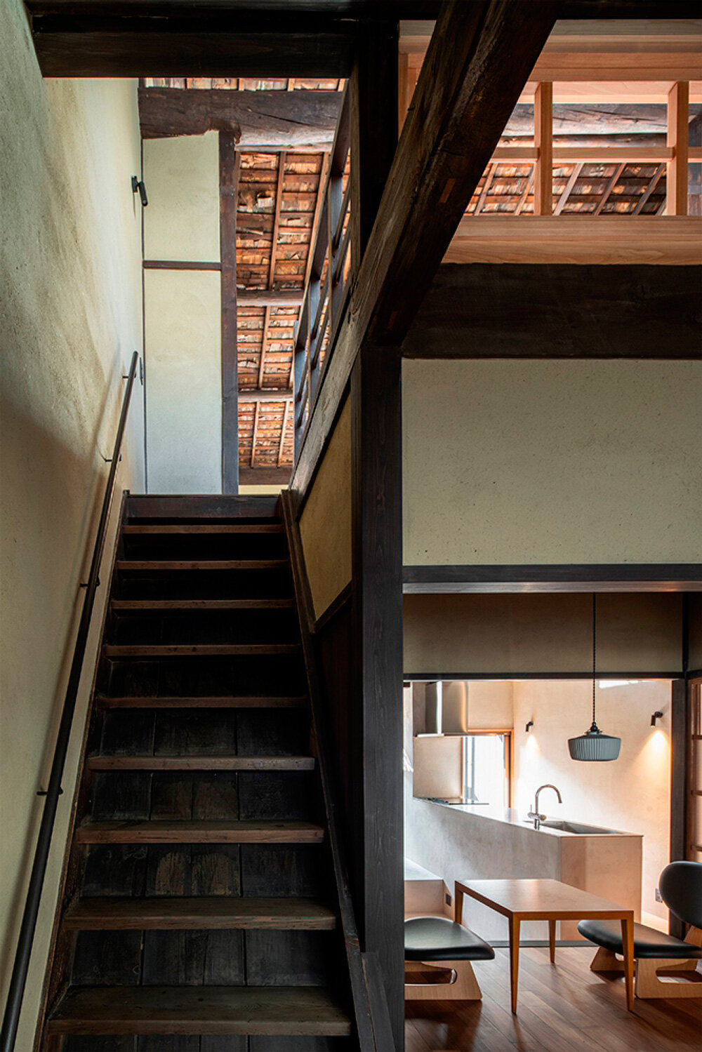 former textile workshop transforms into modern machiya residence in kyoto