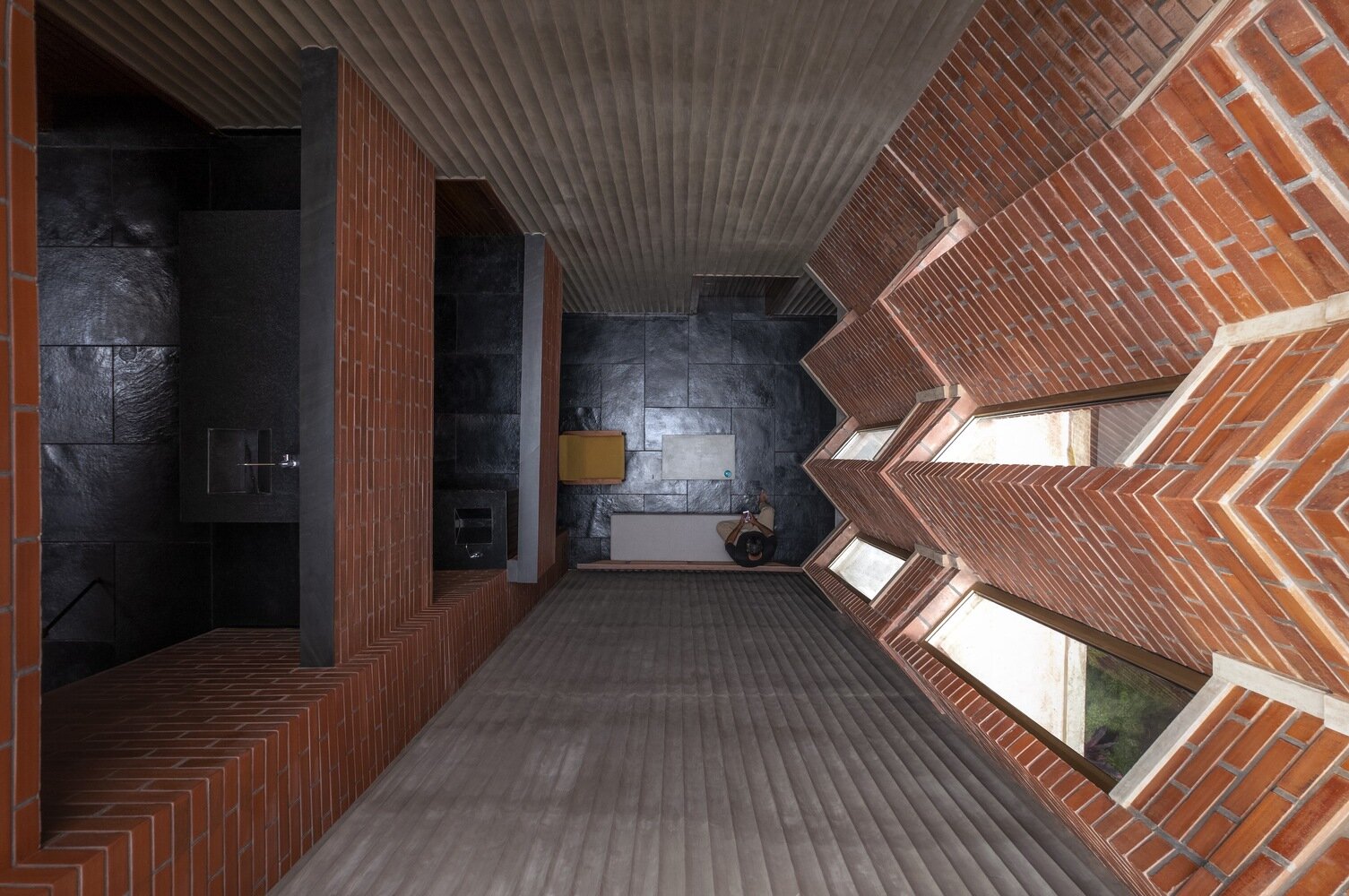 patterned brickwork enfolds residence by purple ink studio in india