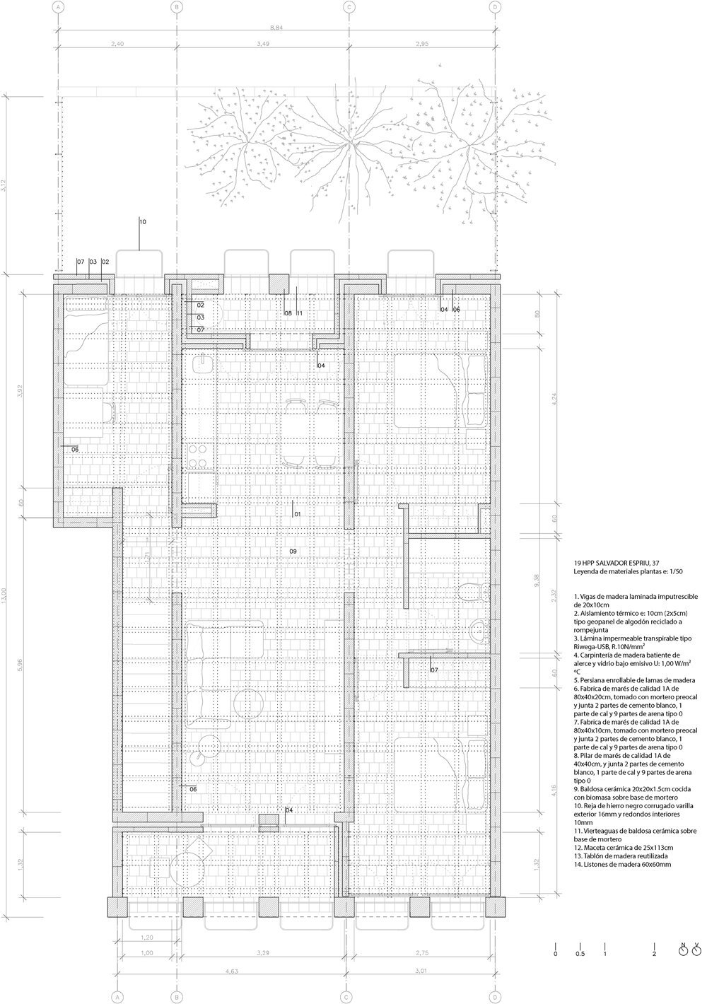 thick marés sandstone walls compose 19 social housing, salvador espriu ...