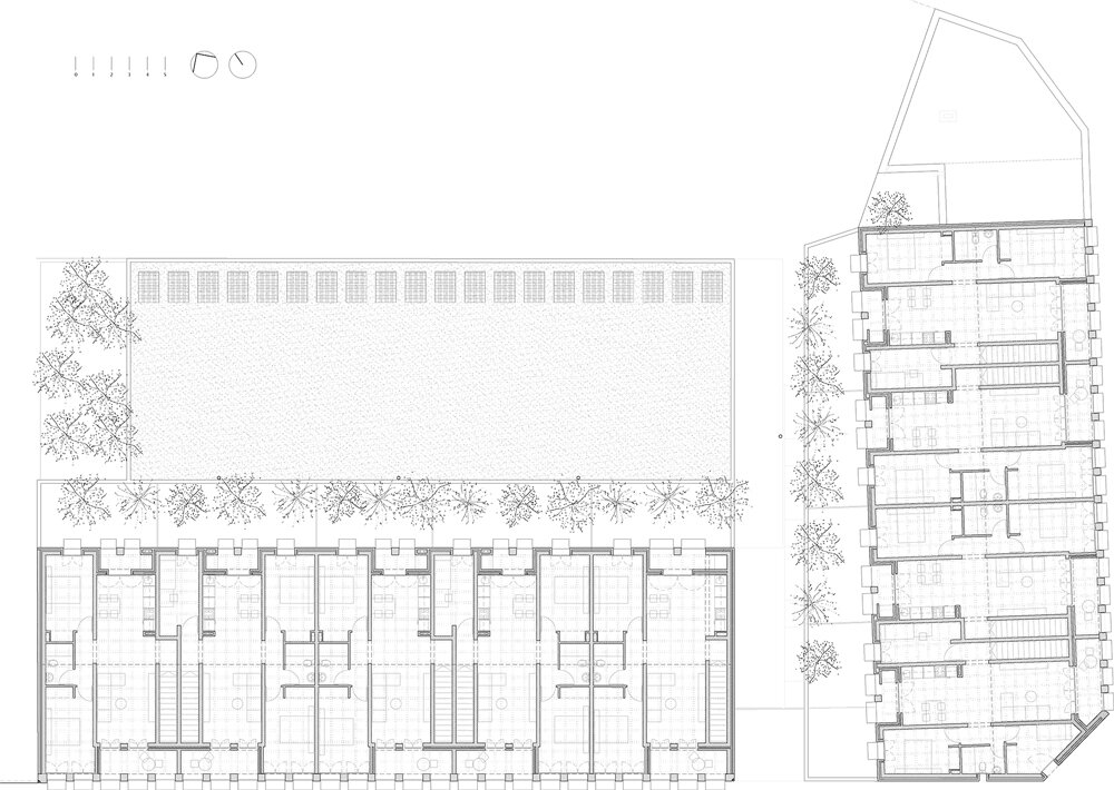 thick marés sandstone walls compose 19 social housing, salvador espriu ...