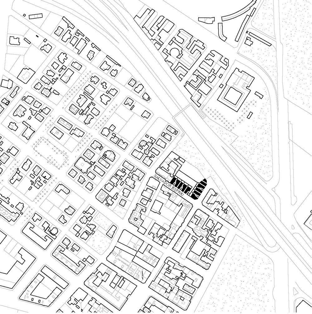 thick marés sandstone walls compose 19 social housing, salvador espriu ...