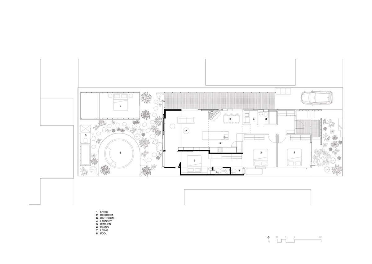 curious practice revives 'aru house' with brickwork & timber screens