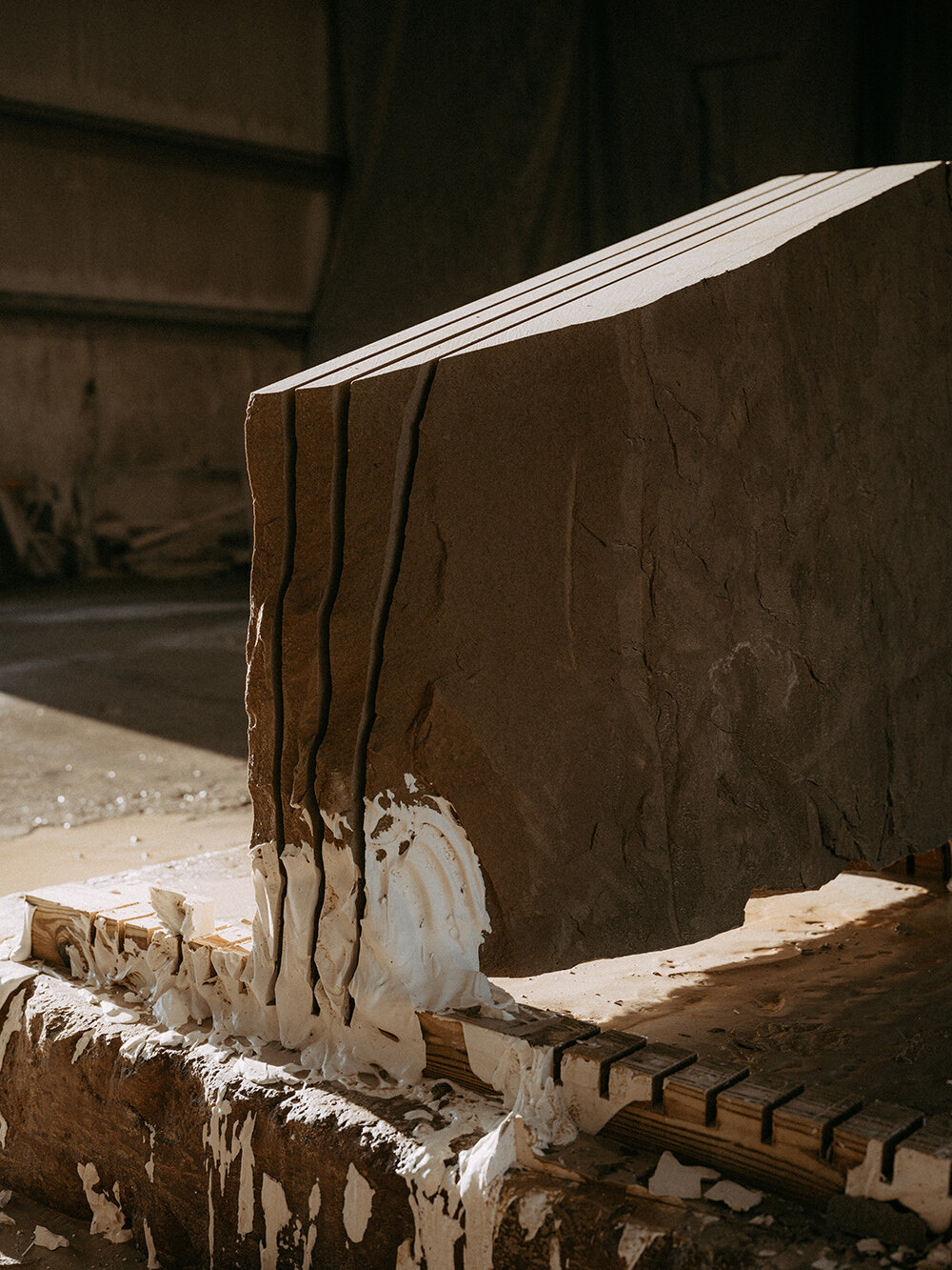 HB-AS sculpts lamps made of berea sandstone salvaged in ohio quarry