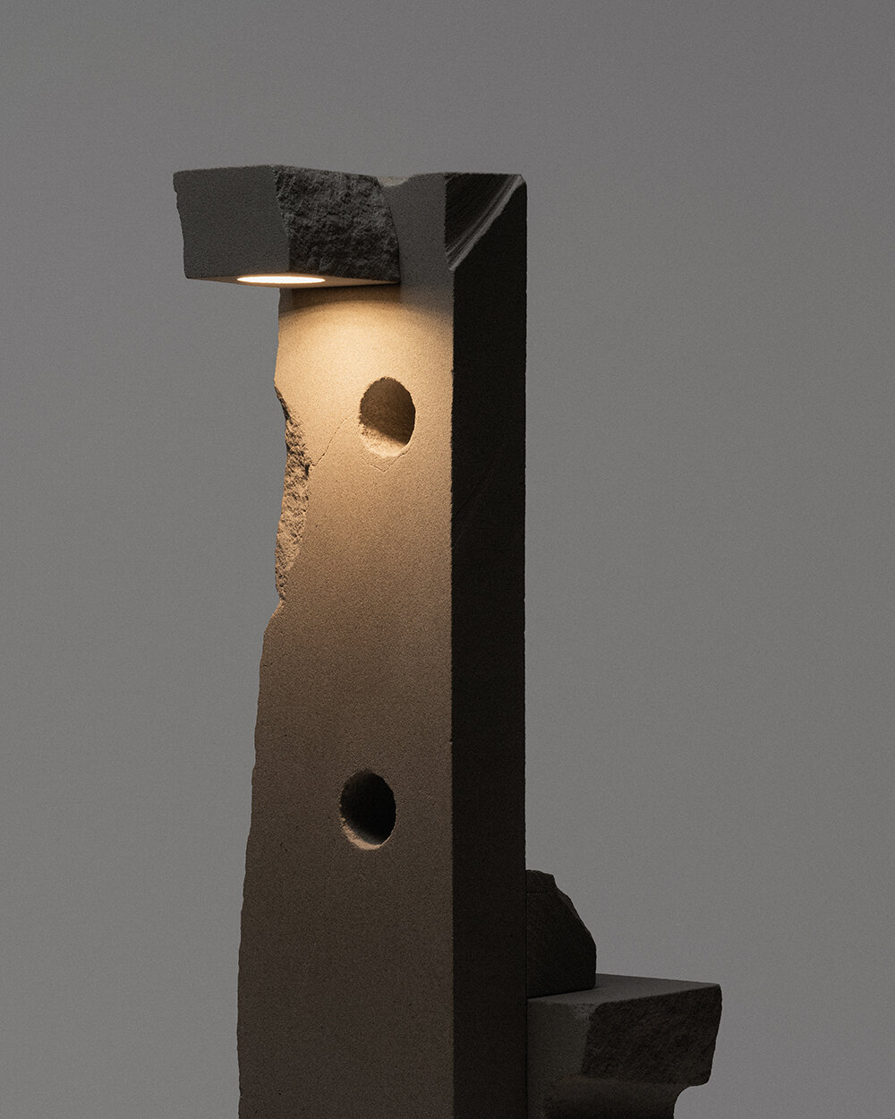 HB-AS sculpts lamps made of berea sandstone salvaged in ohio quarry