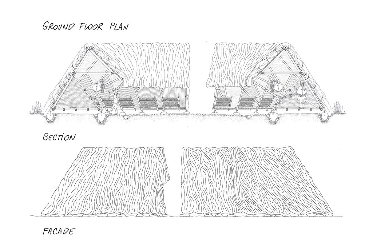 ecuador community builds thatched 'chaki wasi' handicrafts center