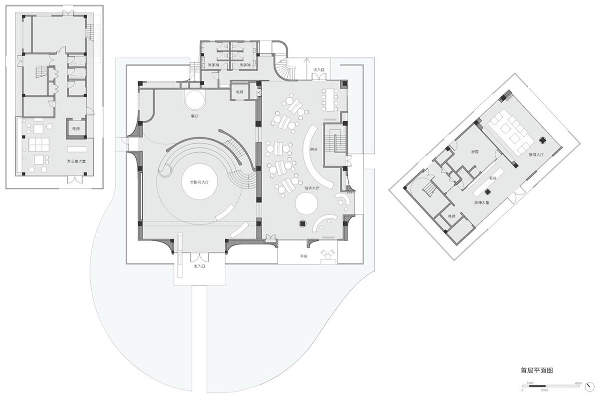 wutopia lab's flickering peak gallery is a trio of luminous 'mountains'