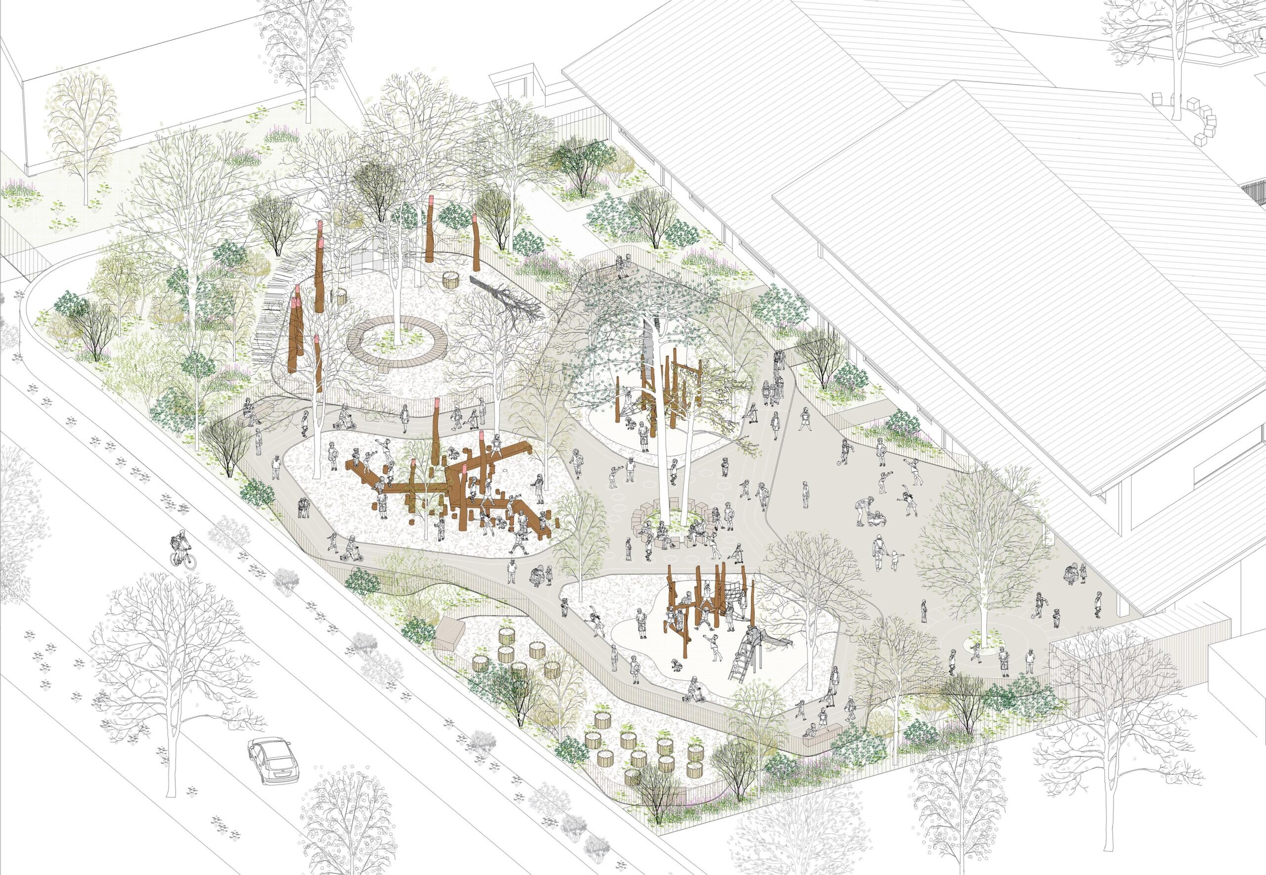 ALTA employs wood and straw for jean de la fontaine school's redesign