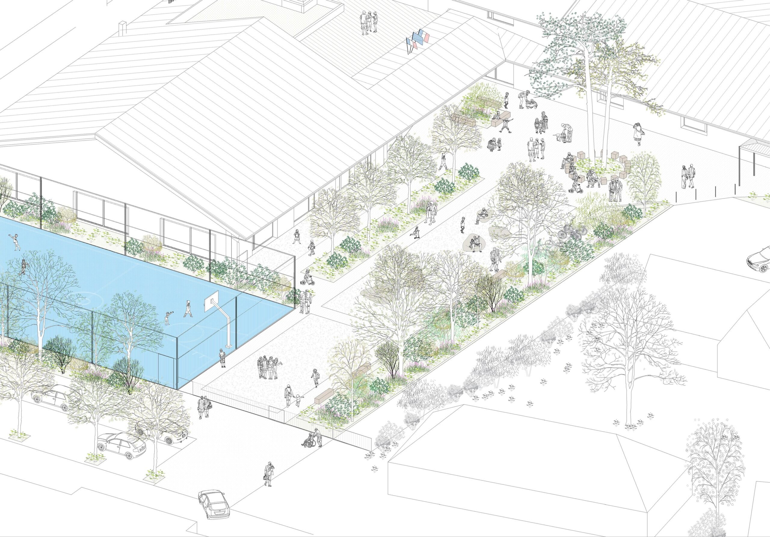 ALTA employs wood and straw for jean de la fontaine school's redesign