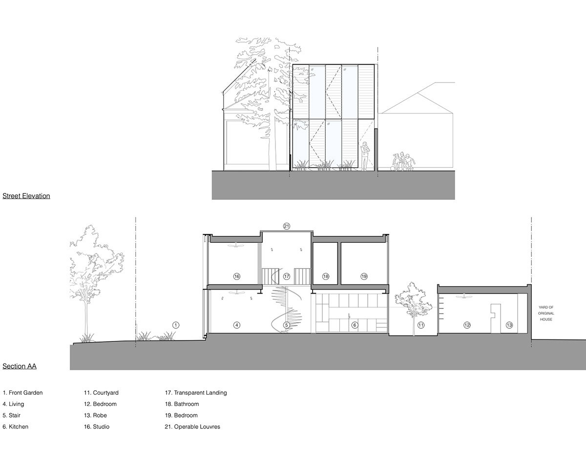 compact courtyard home 'parkside' built by austin maynard architects