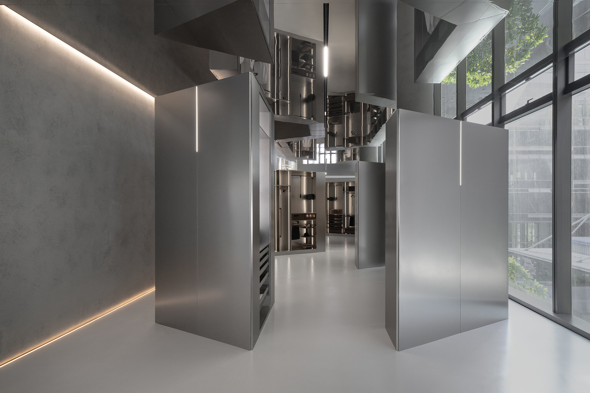pininfarina and e studio sculpt stainless steel installations in higold ...