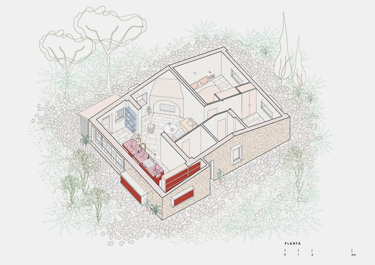 handcrafted burgundy tiles clad window frames of renovated 70s bungalow ...